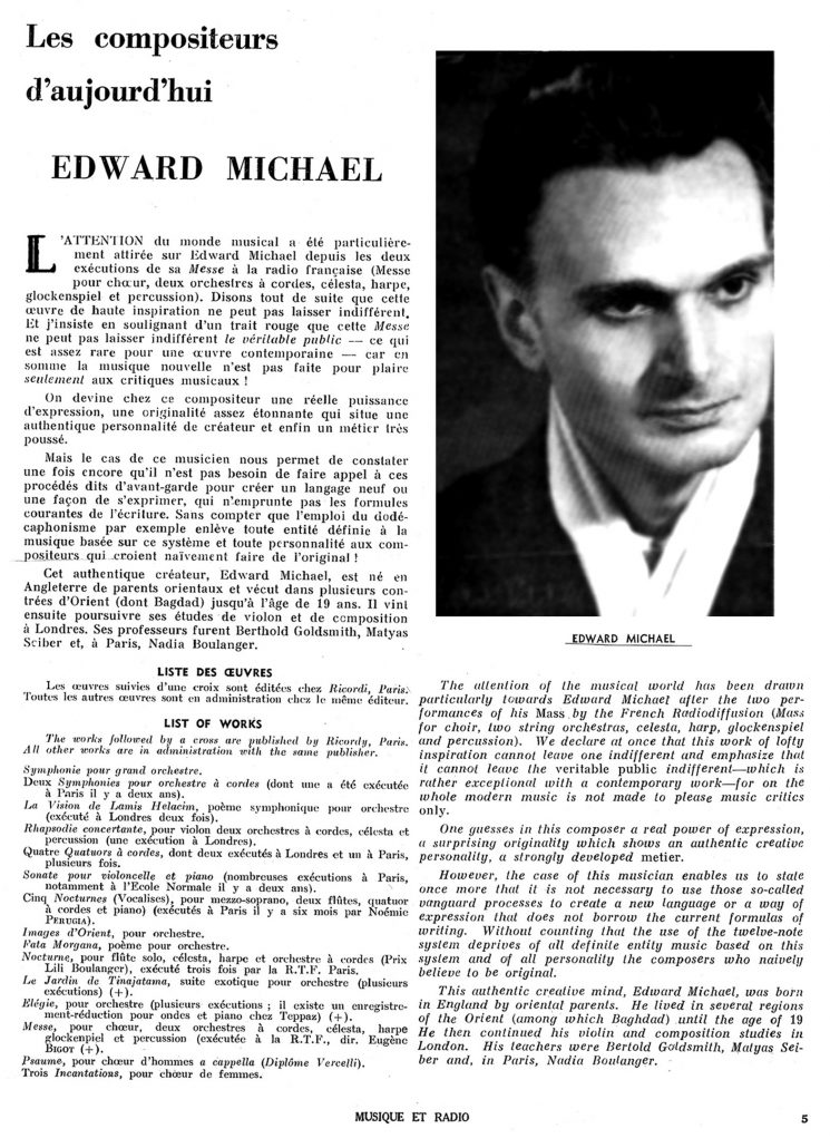 Edward Salim Michael – Une vie riche de deux passions